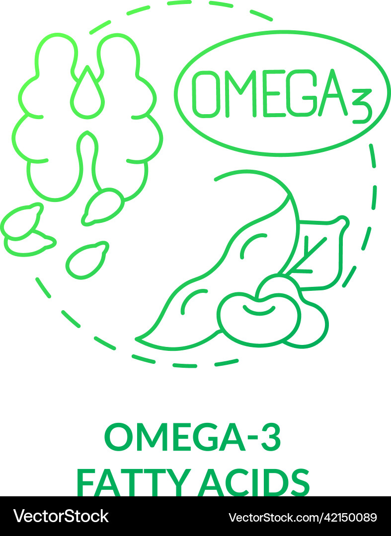 Omega three fatty acids green gradient concept Vector Image
