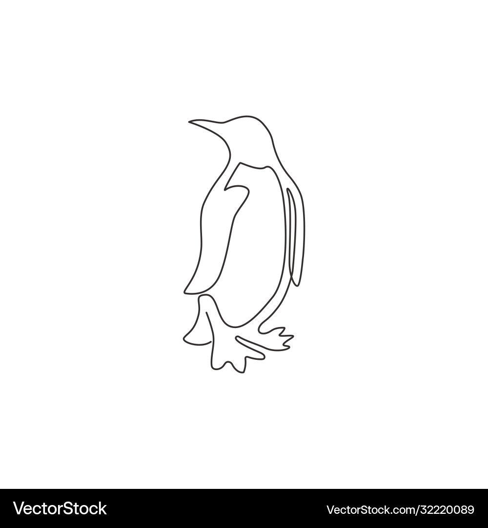 One continuous line drawing funny penguin Vector Image