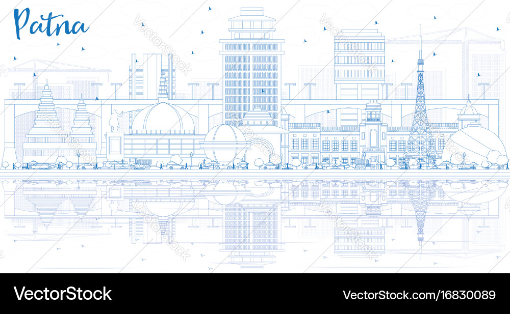 Outline patna skyline with blue buildings Vector Image