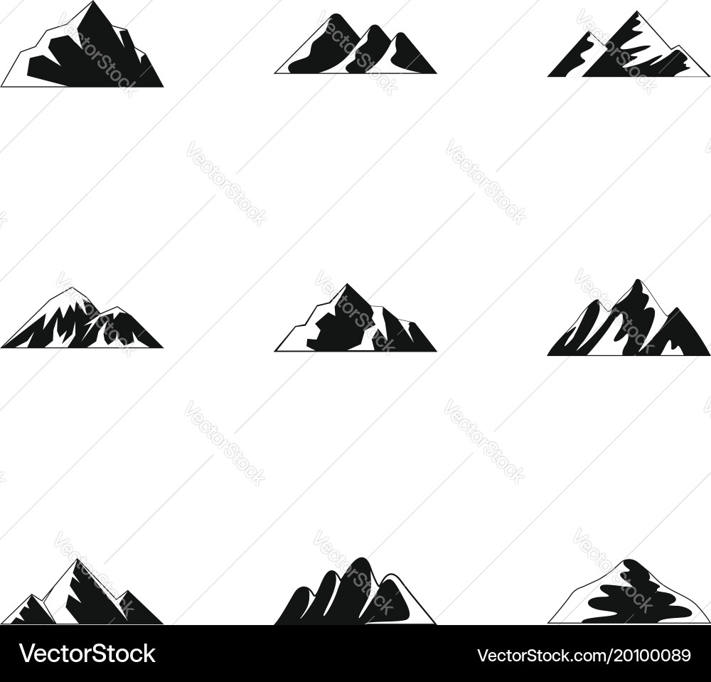 Plateau icons set simple style Royalty Free Vector Image