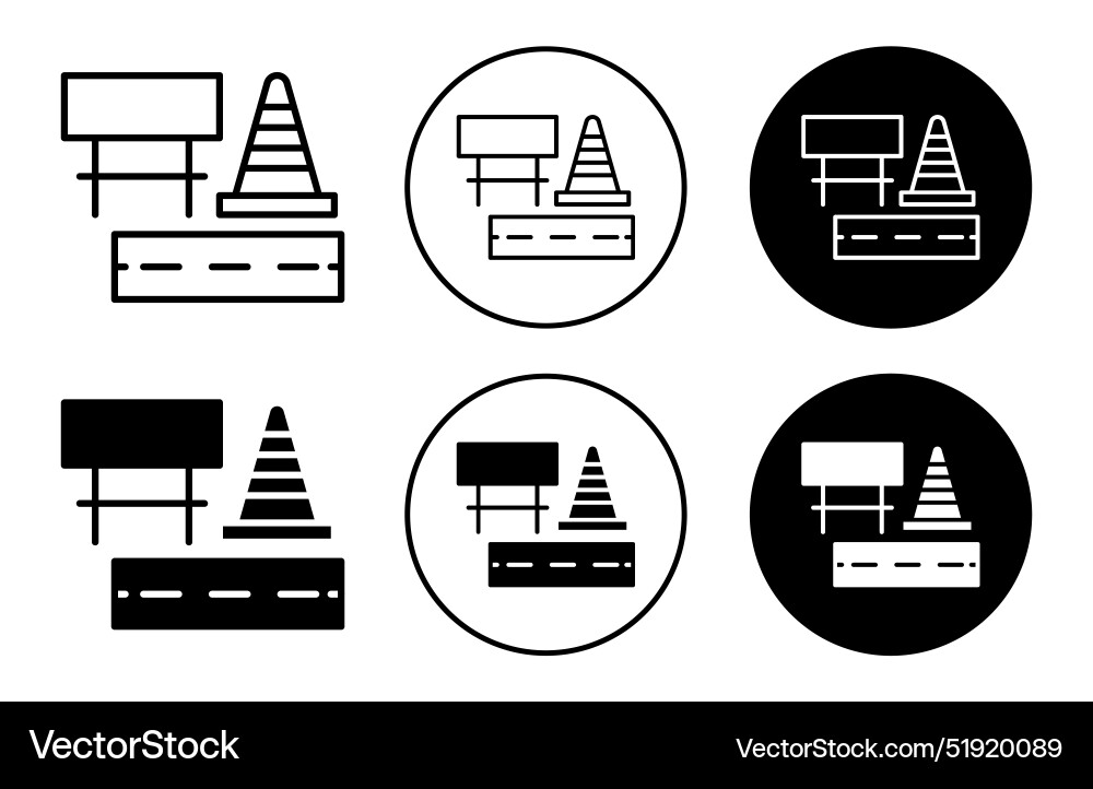 Road construction icon collection of outline thin Vector Image