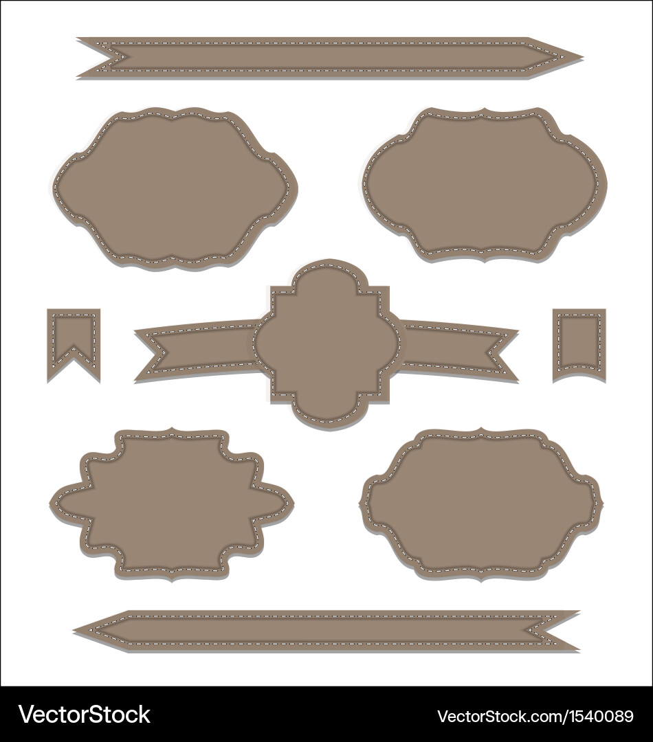 Set leather ribbons vintage labels geometric Vector Image