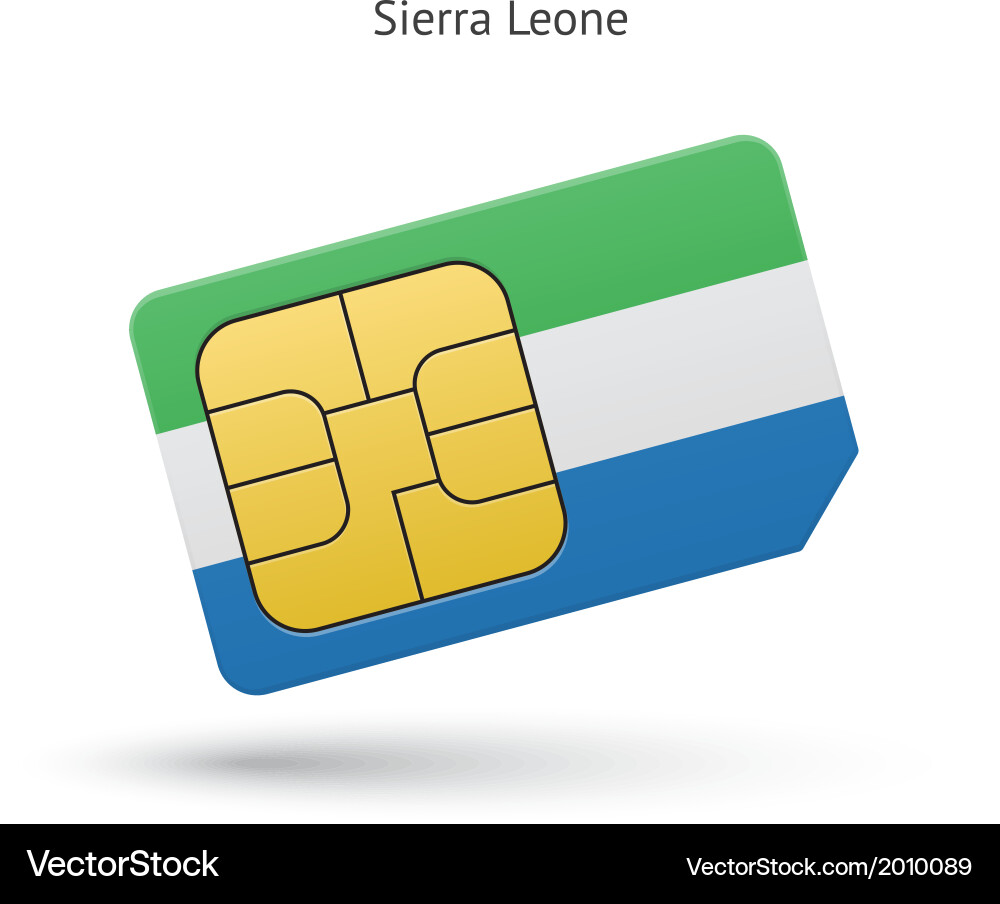 Sierra leone mobile phone sim card with flag Vector Image