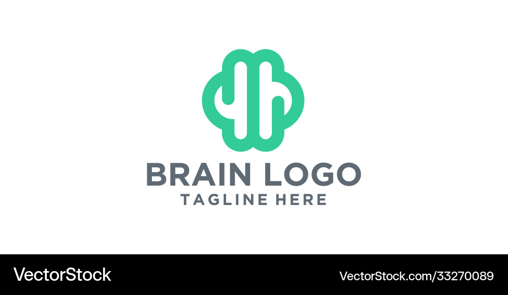 Simple clean and bold brain logo Royalty Free Vector Image