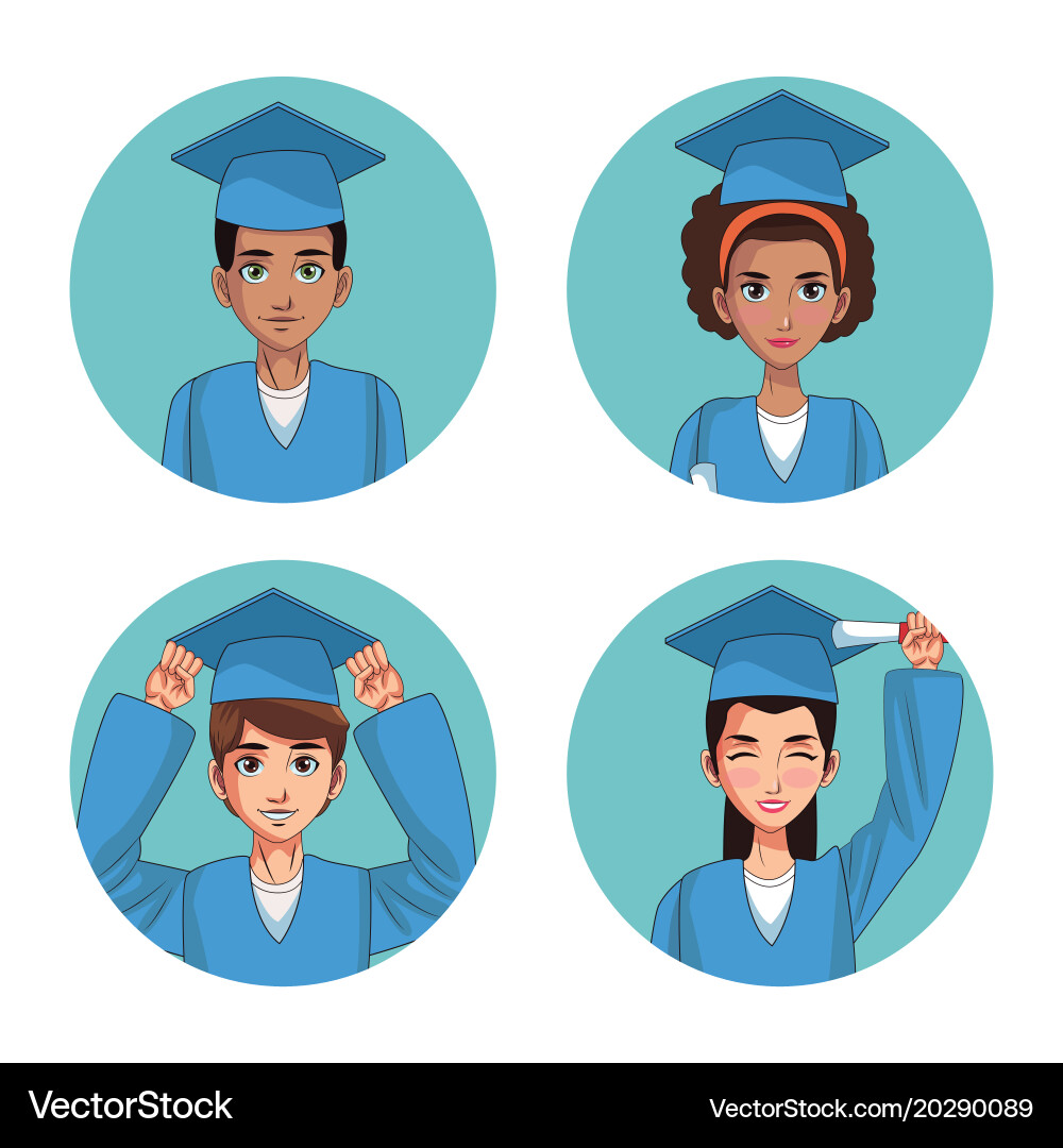 Young students cartoons Royalty Free Vector Image