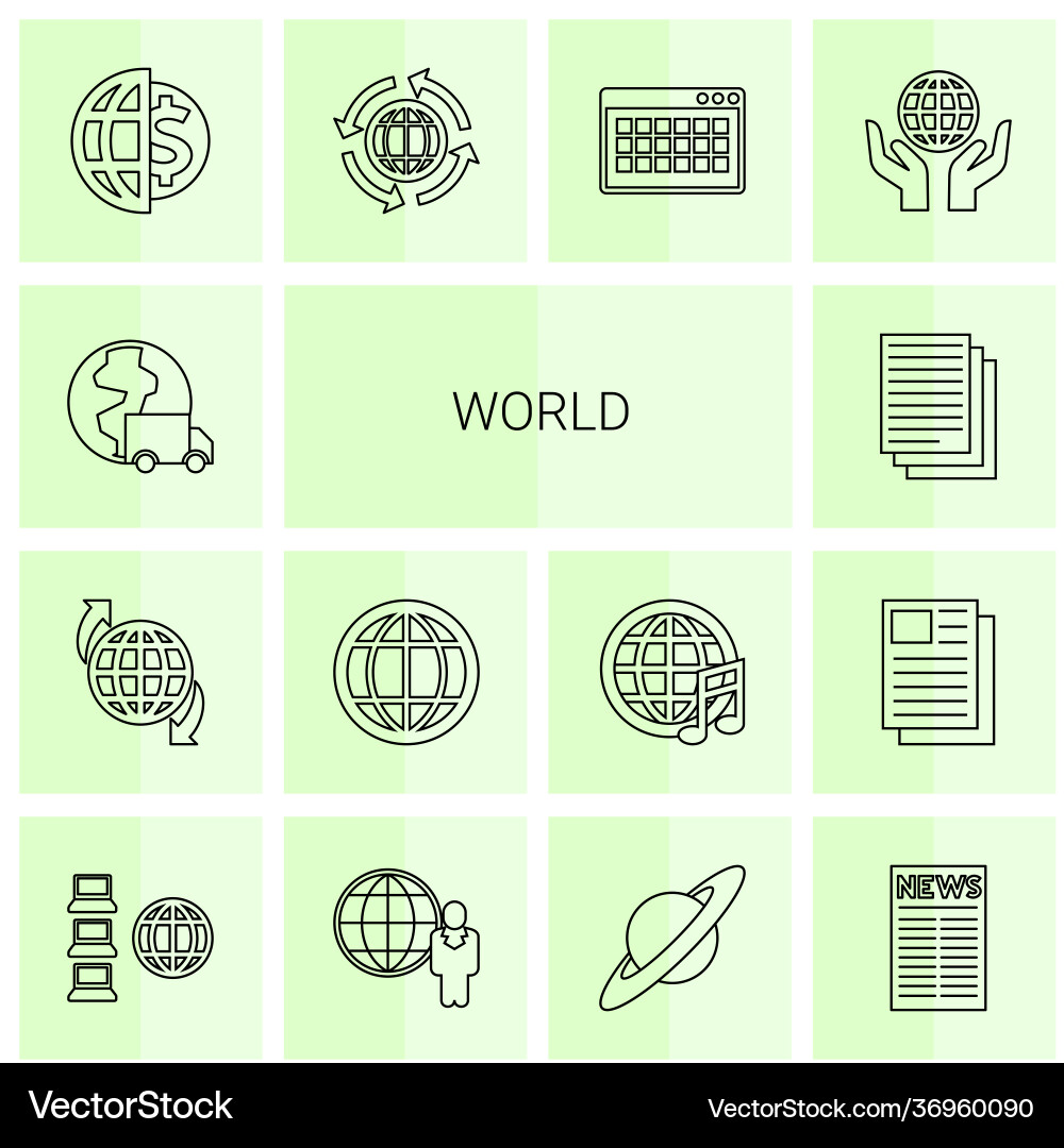 14 Weltsymbole Lizenzfreies Vektorbild - VectorStock