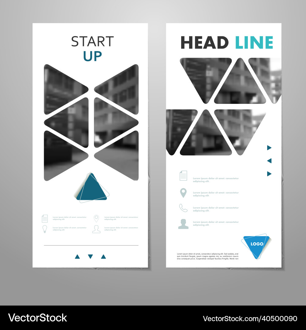 Blue geometry brochure design template Royalty Free Vector