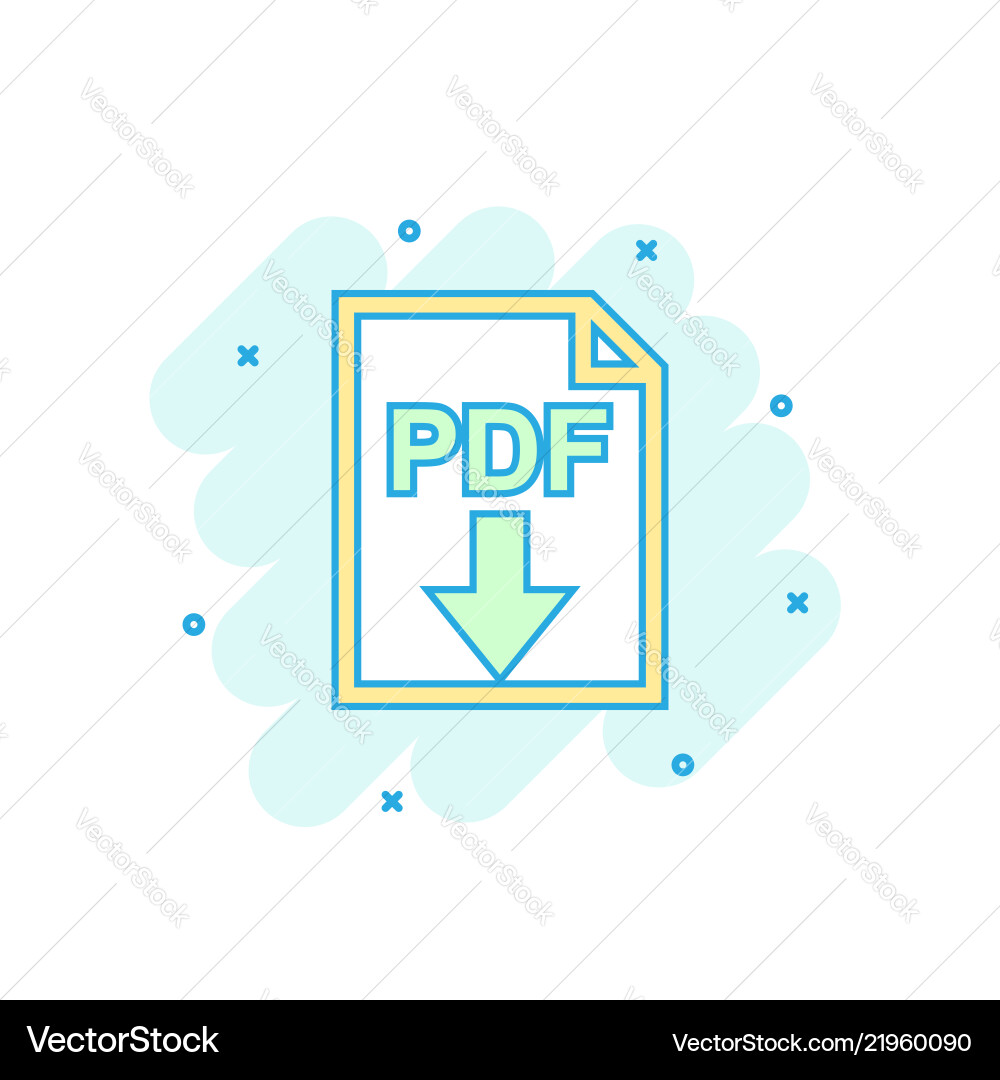 Cartoon farbige pdf-Symbol im Comic-Stil Vektorbild