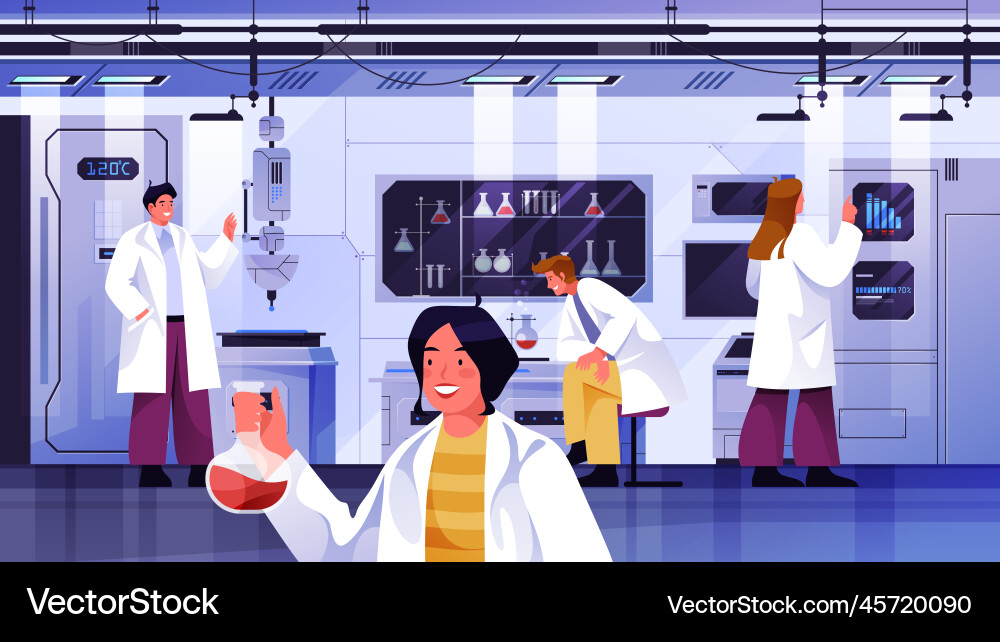 Cartoon laboratory flat design Royalty Free Vector Image