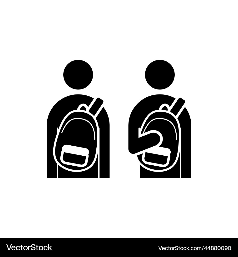 Charakter Mann mit Rucksack auf der Vorderseite Icon-Set