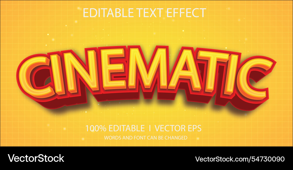 Cinematic text effect with modern style design Vector Image