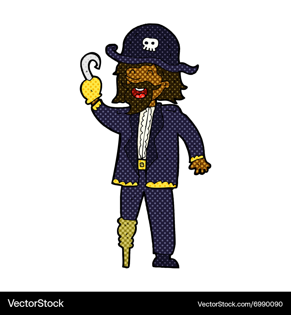 Comic cartoon pirate captain Royalty Free Vector Image