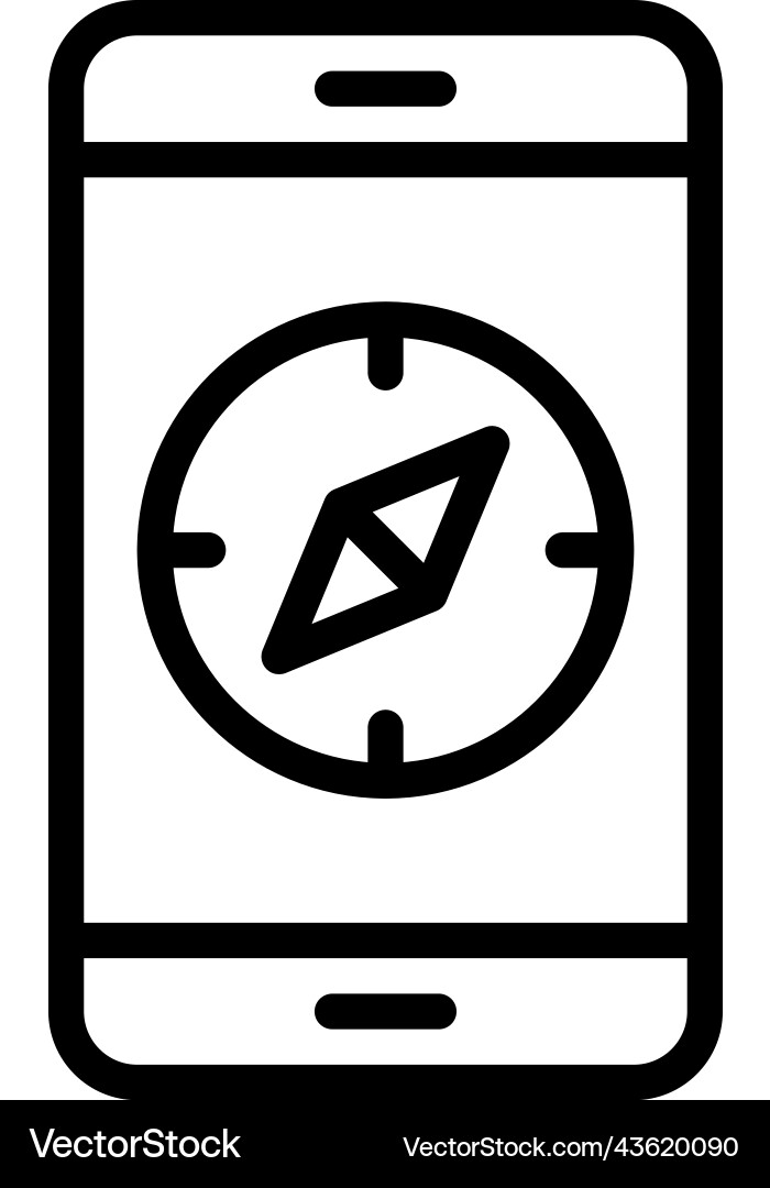 Compass on smartphone icon location map Royalty Free Vector