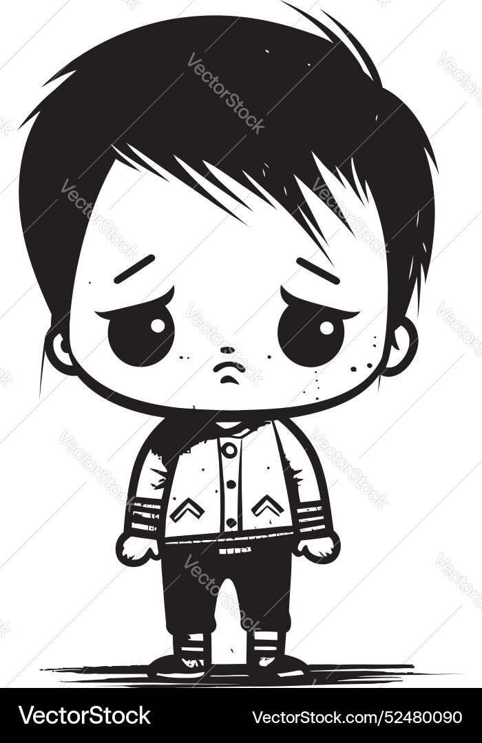 Dejected dennis cartoon boy emblem Royalty Free Vector Image