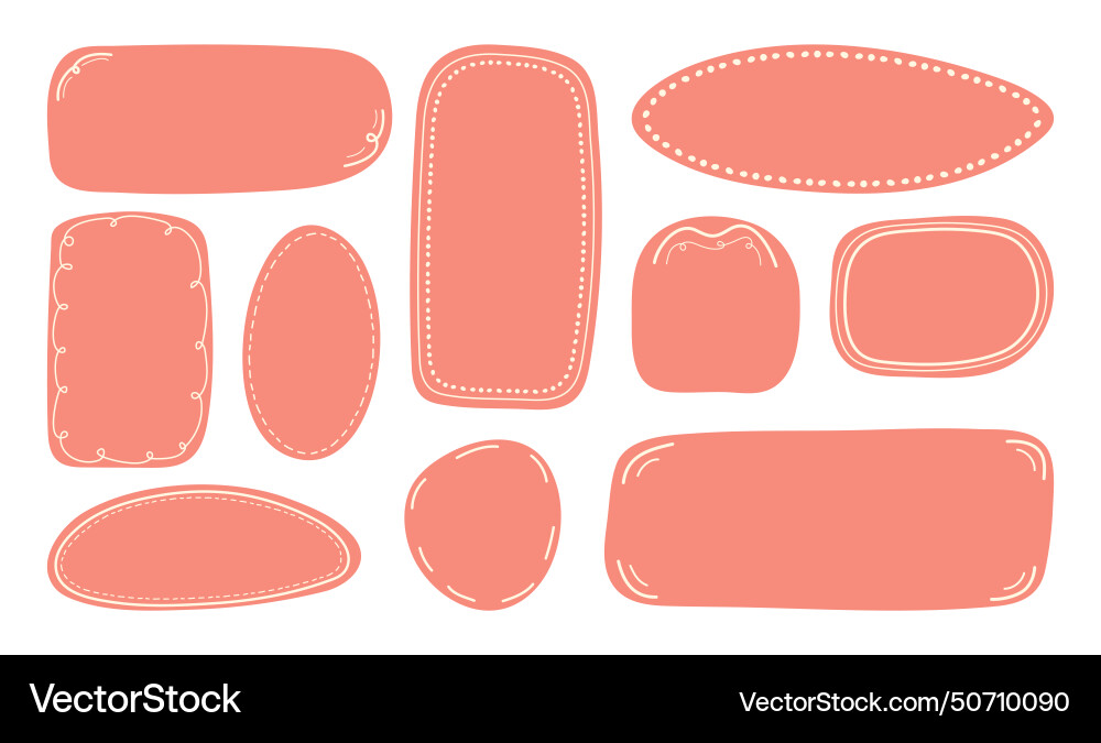 Doodle pink textbox set decorated with lines Vector Image
