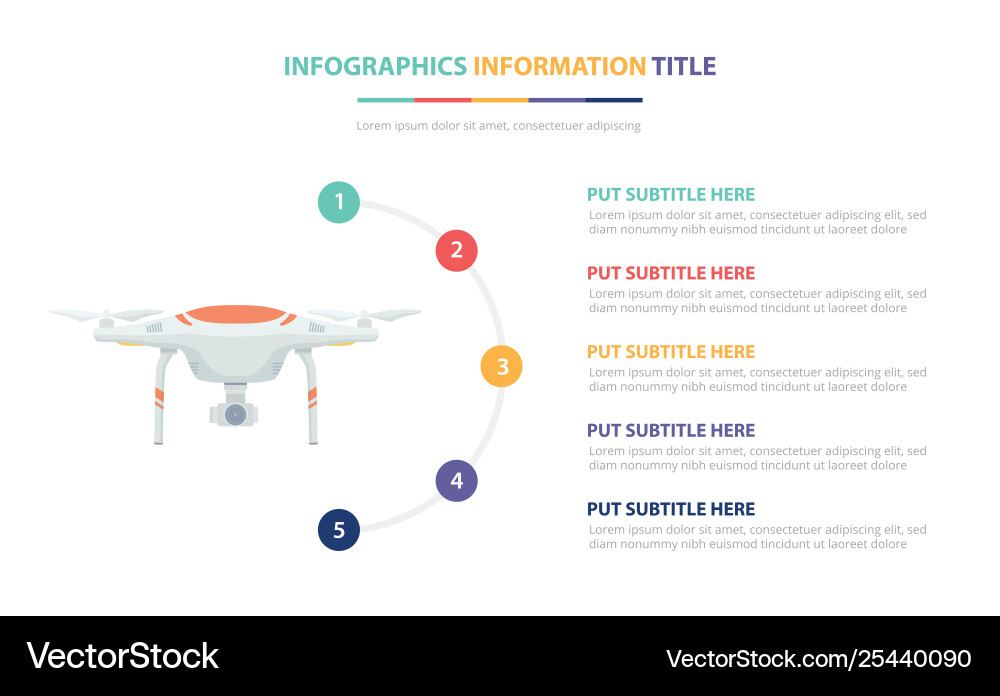 Drone Infographic Template Konzept mit fünf Vektorbild