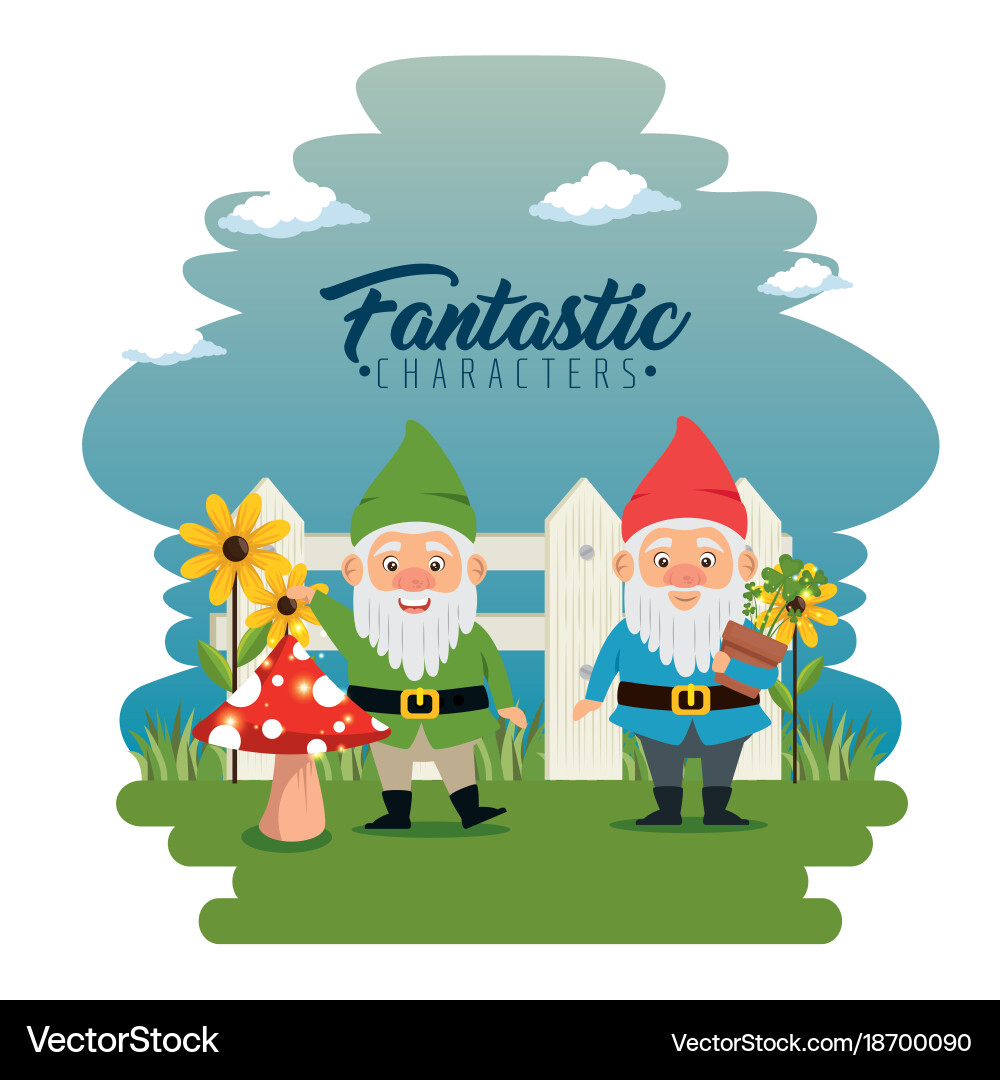 Fantastic character dwarf cartoon Royalty Free Vector Image