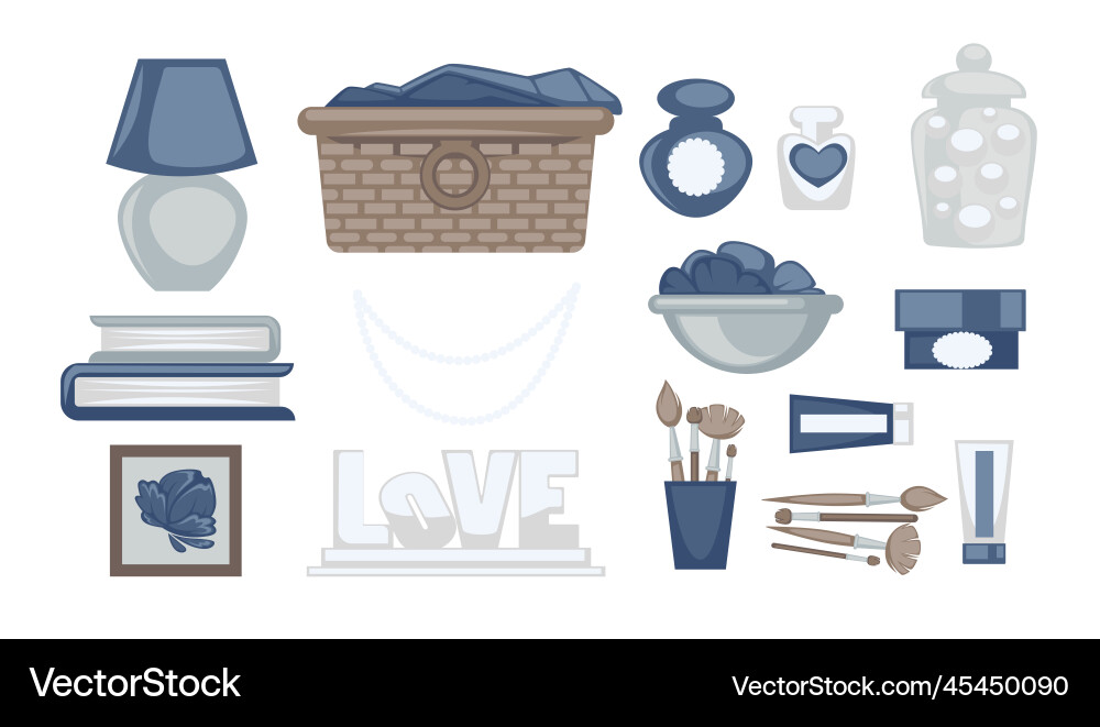 Interior design decoration statuette and vase Vector Image