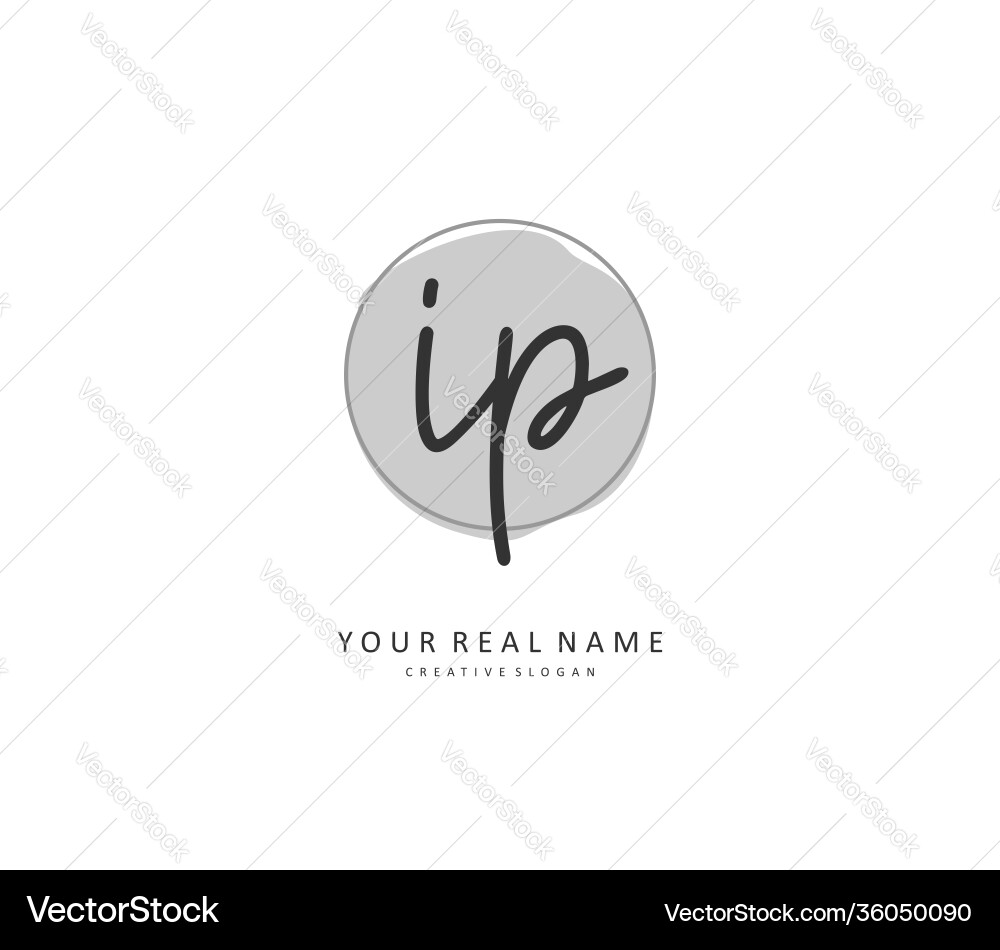 Ip initial letter handwriting and signature logo Vector Image