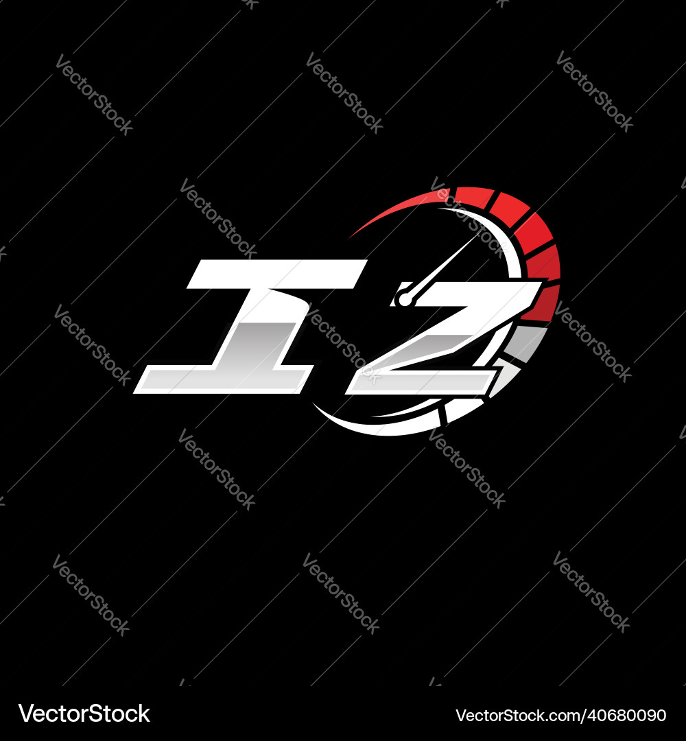 Iz logo letter speed meter racing style Royalty Free Vector