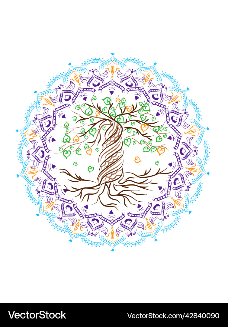Mandala tree Royalty Free Vector Image - VectorStock