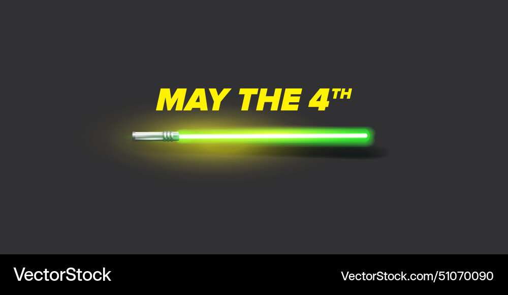May the 4th with glowing light Royalty Free Vector Image
