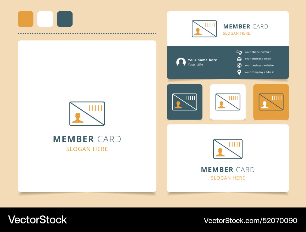 Minimalist member card logo design featuring Vector Image