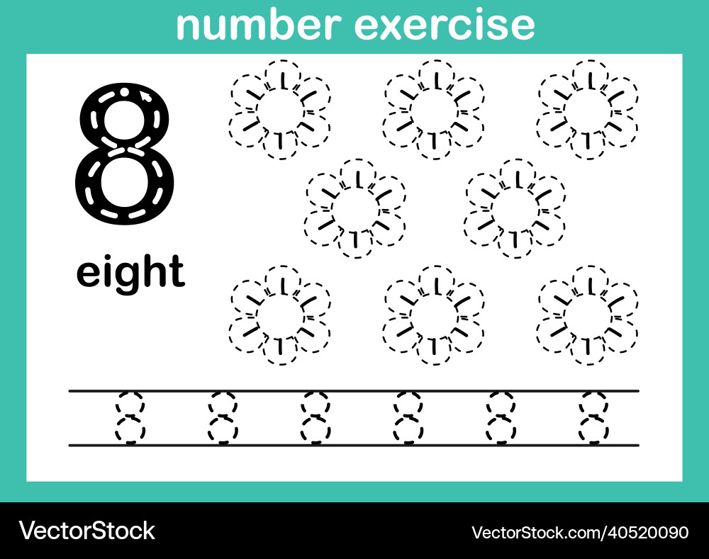 Number exercise Royalty Free Vector Image - VectorStock