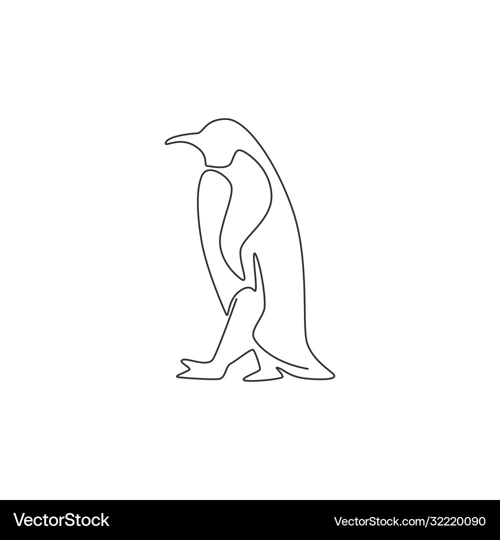 One continuous line drawing funny penguin Vector Image