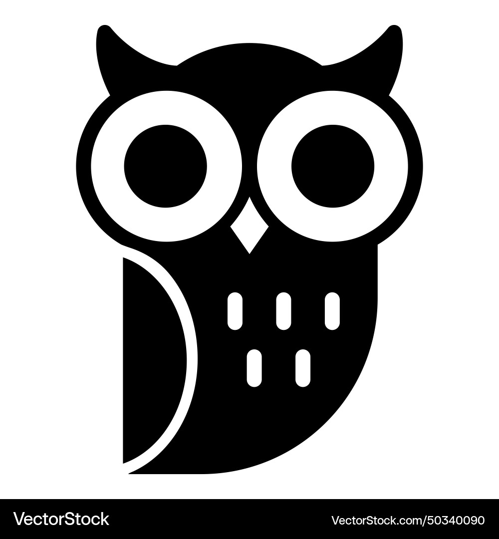 Owl flat icon isolated on white background Vector Image