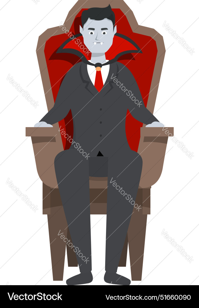 Spooky vampire businessman sitting on throne Vector Image