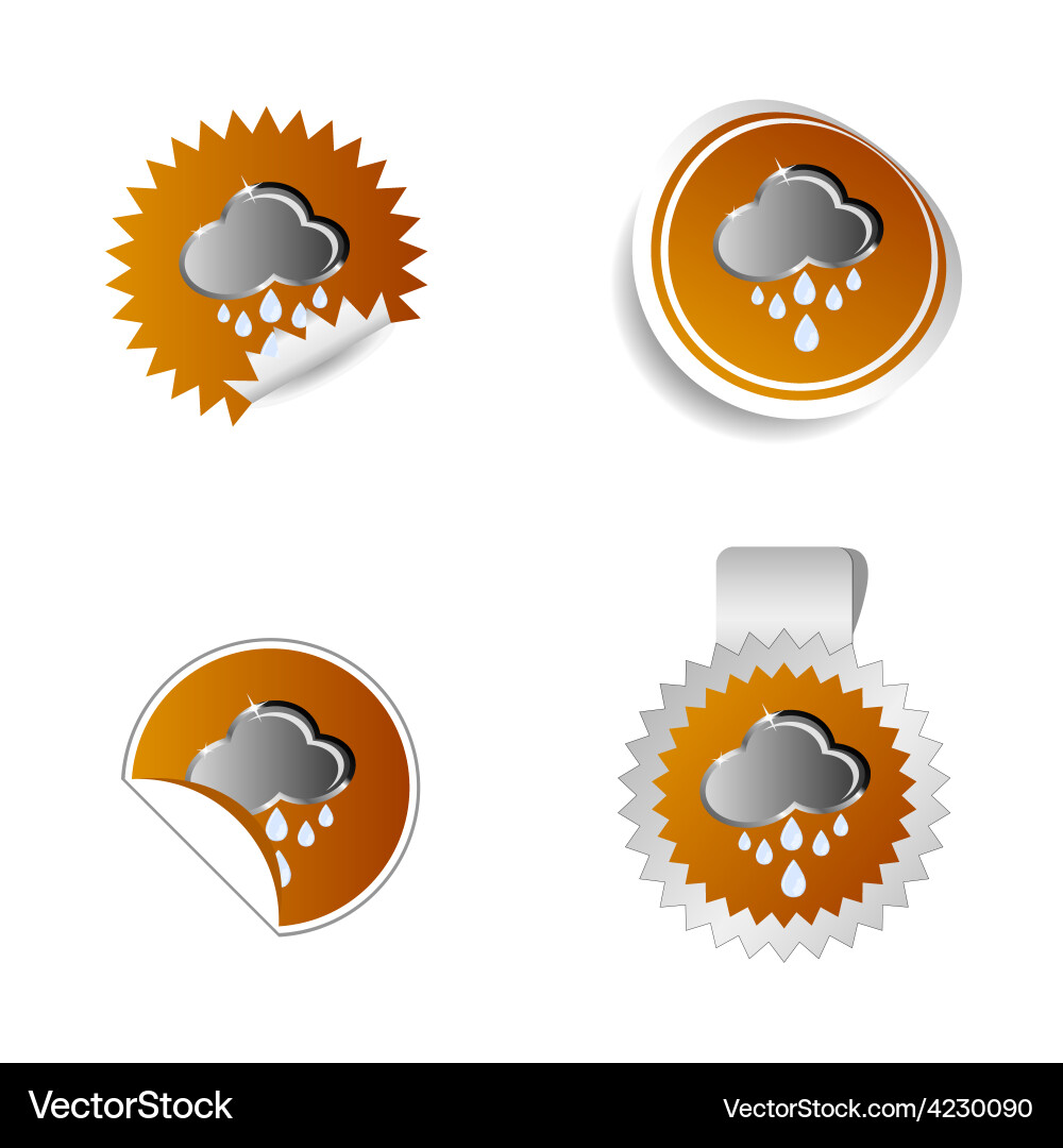 Sticker Wettervorhersage Wolken und Regen Vektorbild