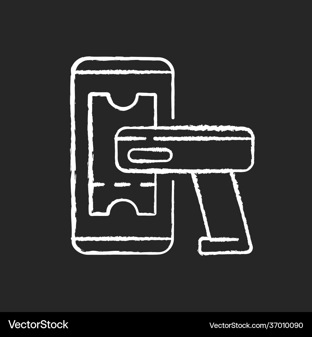 Ticket scanner chalk white icon on black Vector Image