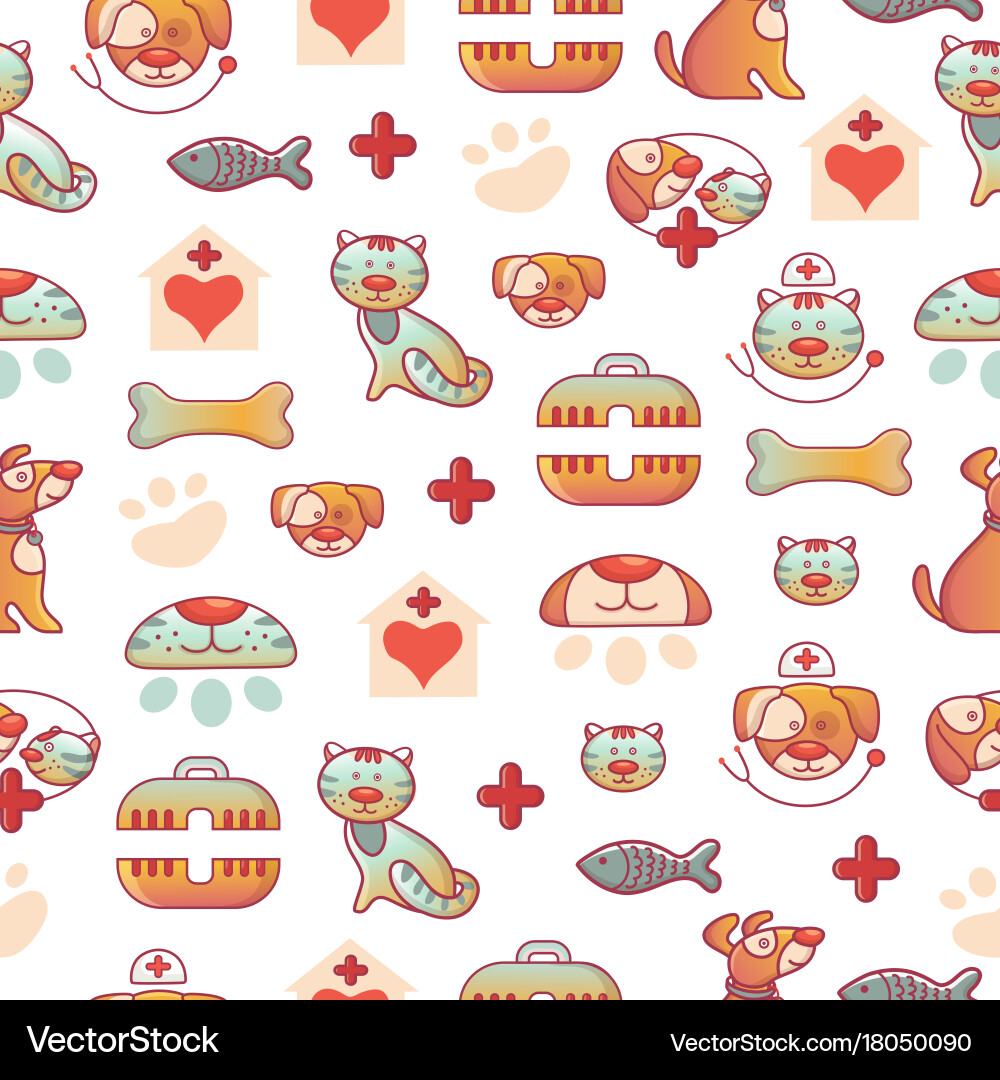 Veterinary pets clinic animal seamless pattern Vector Image