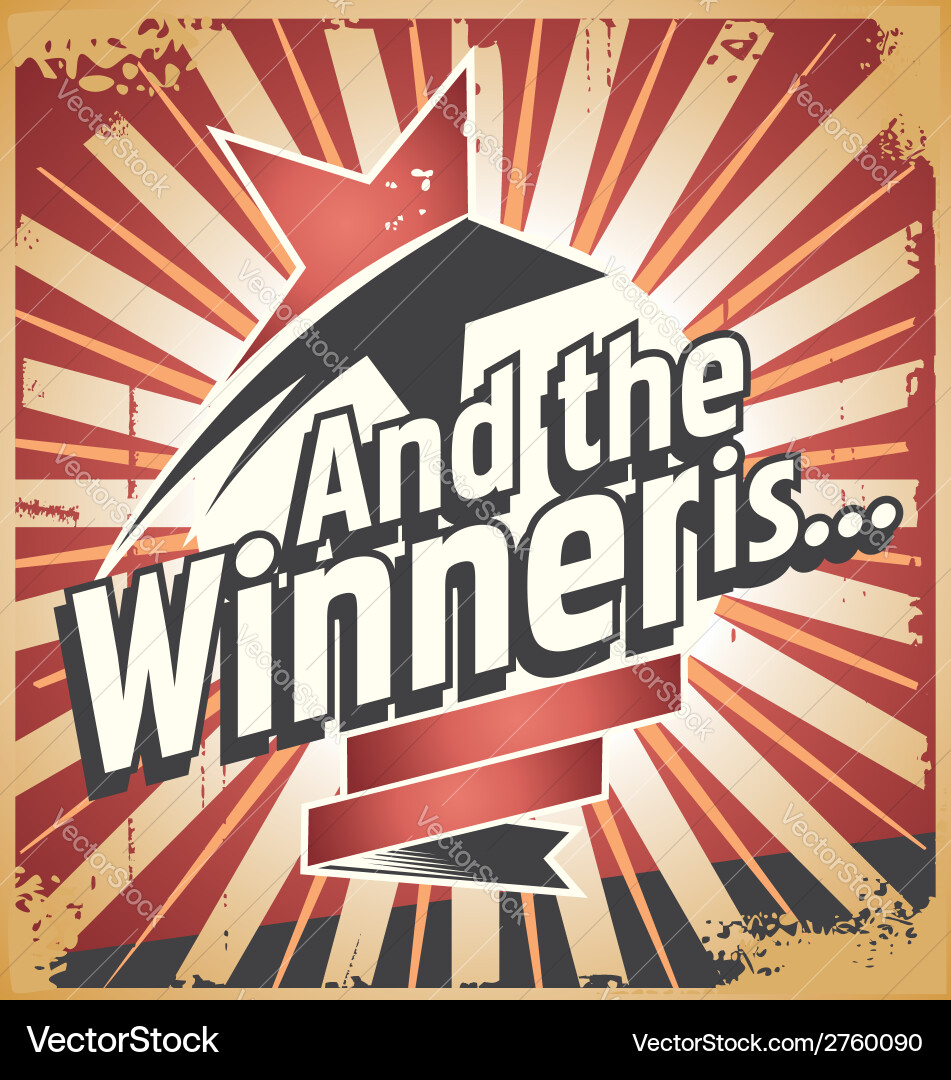 Winner retro tin sign design concept Royalty Free Vector