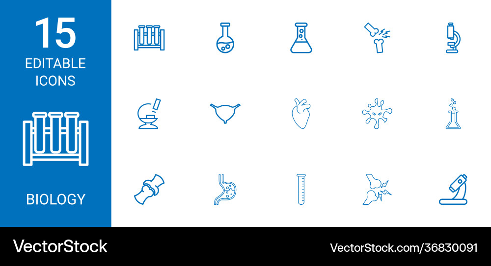 15 biology icons Royalty Free Vector Image - VectorStock
