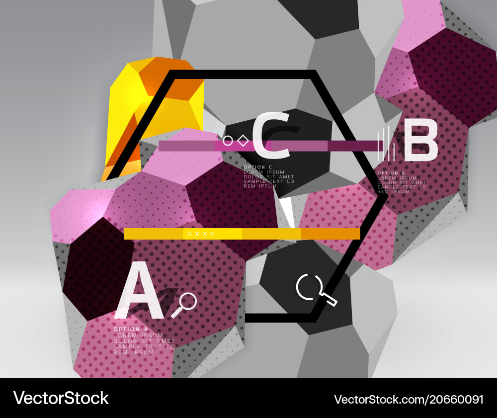 3d hexagon geometric composition Royalty Free Vector Image