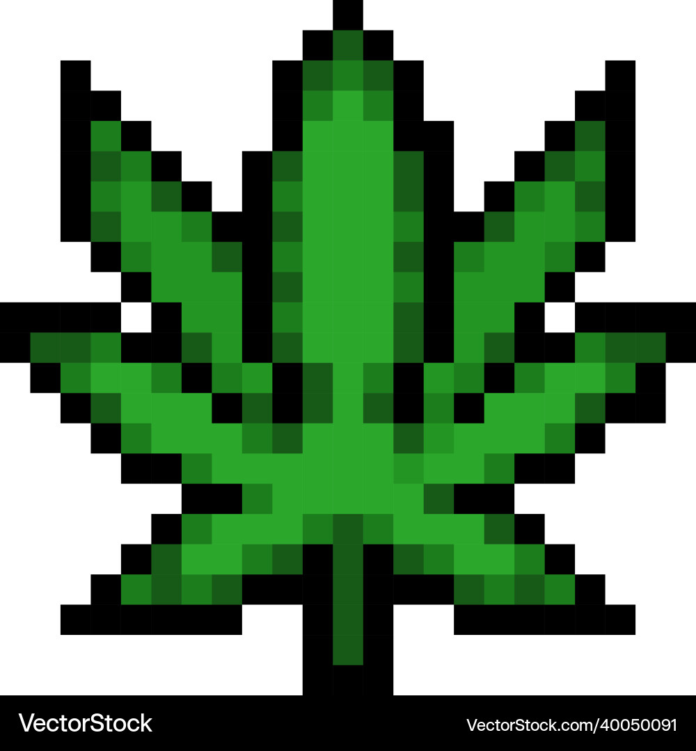 8-Bit Cannabis Leaf - Pixel Art Royalty Free Vector Image