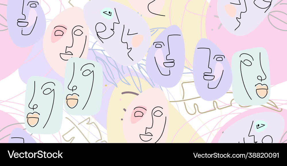 Face line pattern minimal art one drawing Vector Image