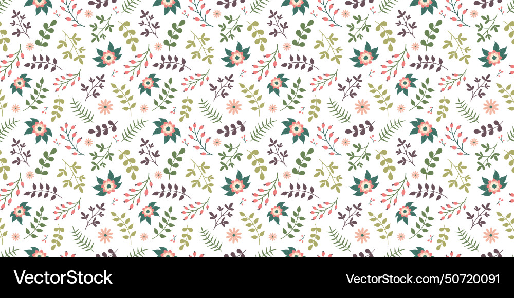 Flower and leaves spring elegant seamless pattern Vector Image