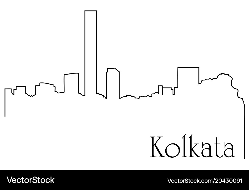 Kolkata city one line drawing Royalty Free Vector Image