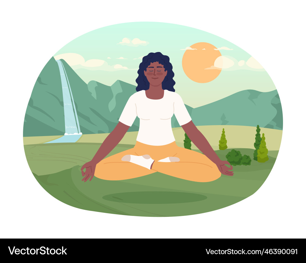 Meditation 2d isolated spot Royalty Free Vector Image