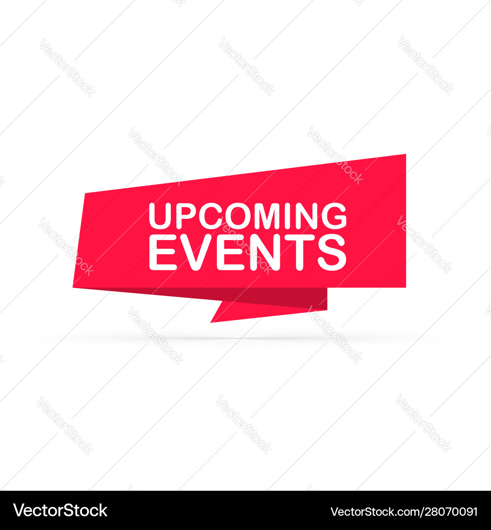 Red ribbon with text upcoming events Royalty Free Vector