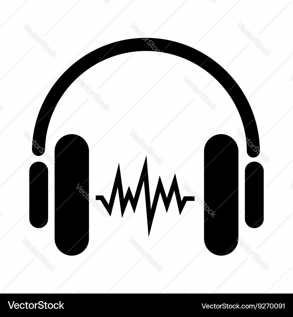 Sound in headphones icon simple style Royalty Free Vector