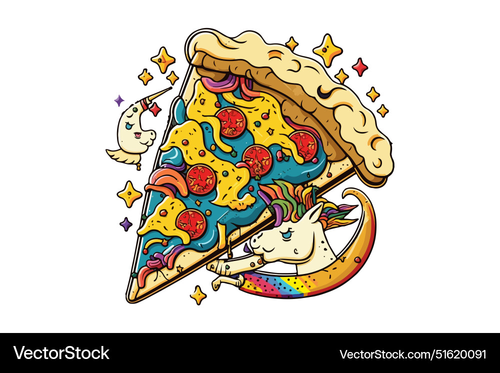 Unicorn pizza Royalty Free Vector Image - VectorStock