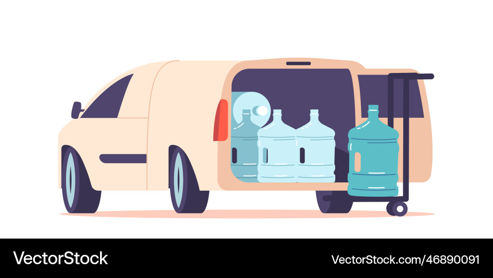 Water delivery car equipped with large Royalty Free Vector