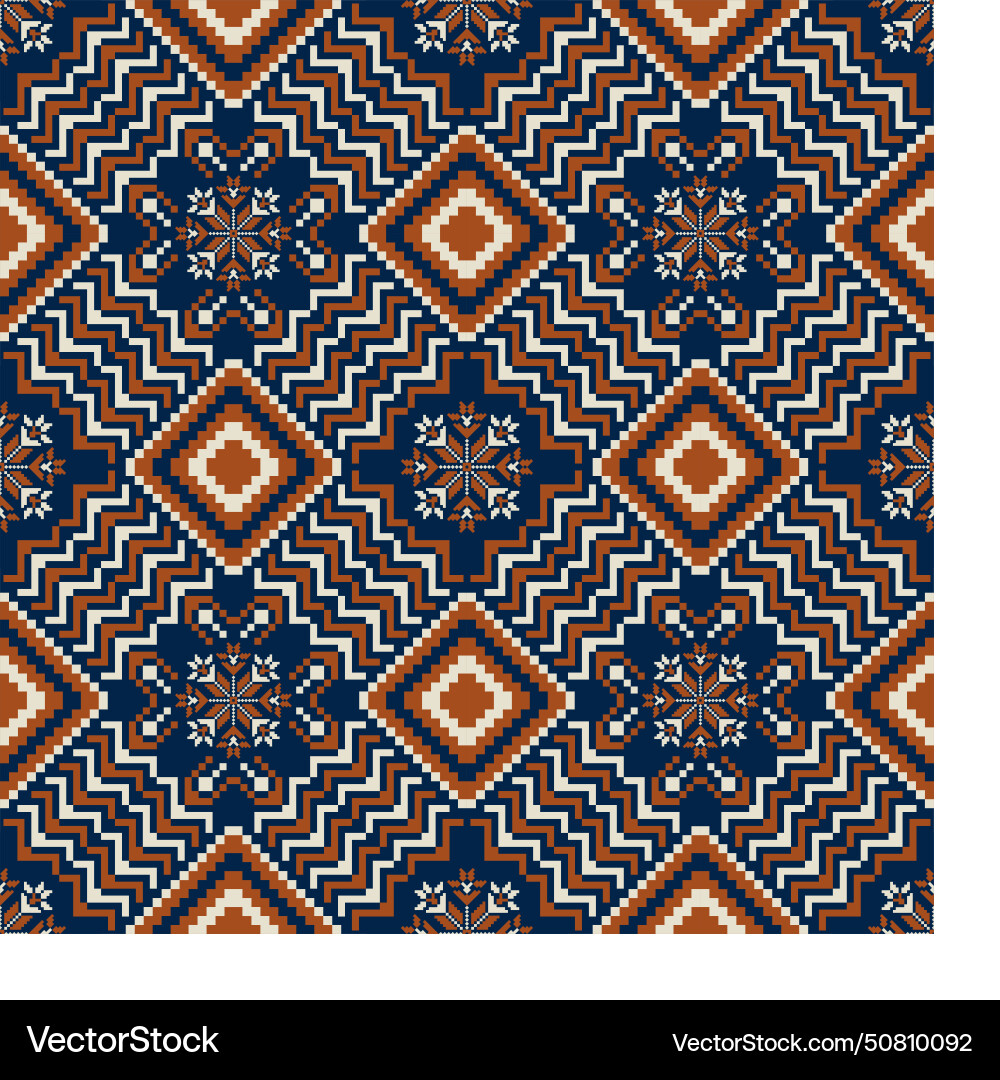 Colorful ethnic geometric embroidery pattern Vector Image