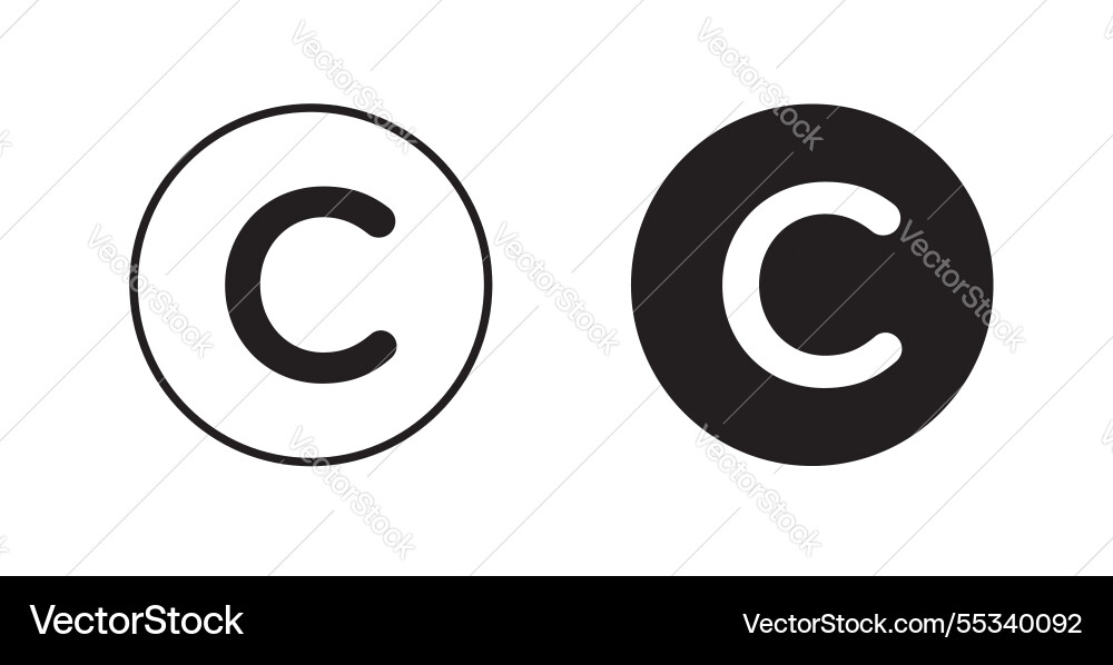 Copyright filled and outlined icons on white Vector Image