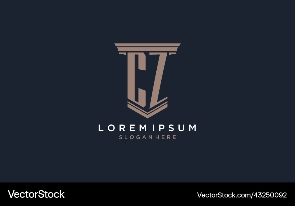 Cz initial logo with pillar style luxury law firm Vector Image