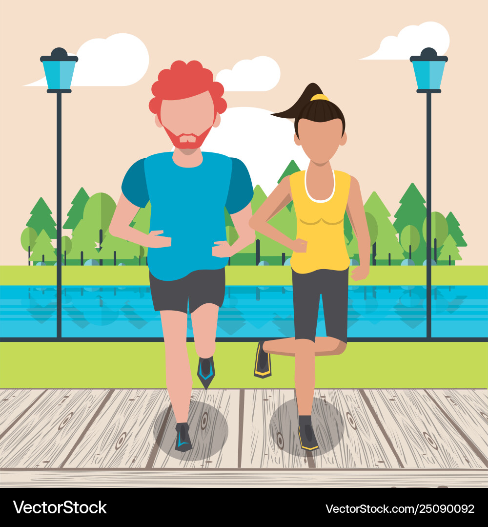 Fitness couple running Royalty Free Vector Image